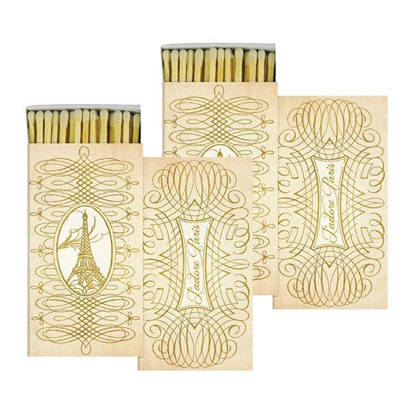 HomArt Large Decorative Paris Script Gold Foil Matches Set of 2 - A ...
