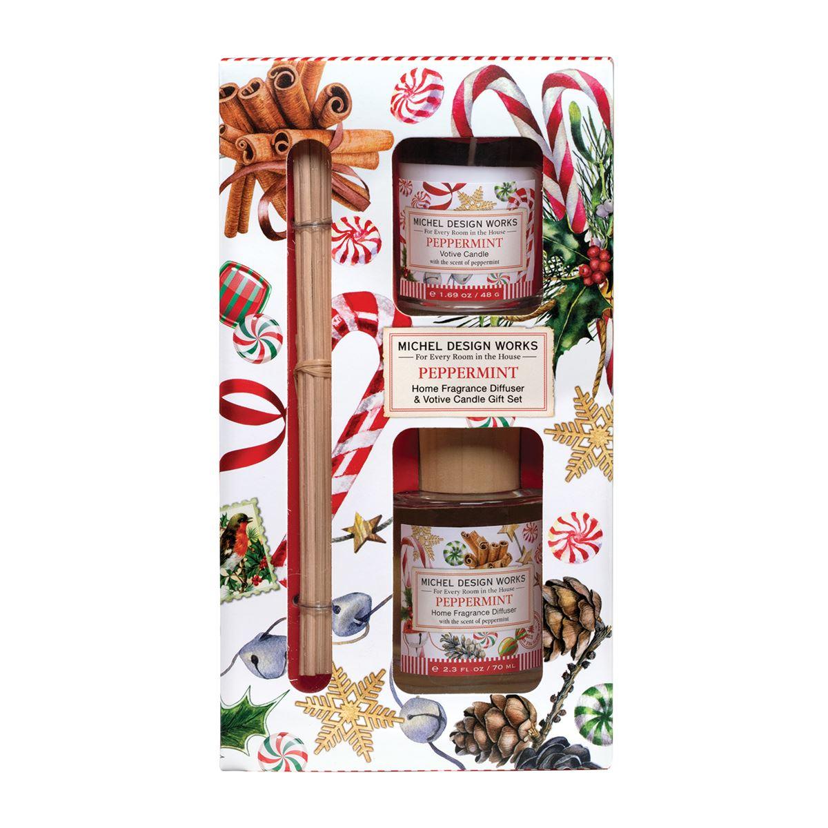 Peppermint Home Fragrance Diffuser & Votive Candle Gift Set - A Secret ...